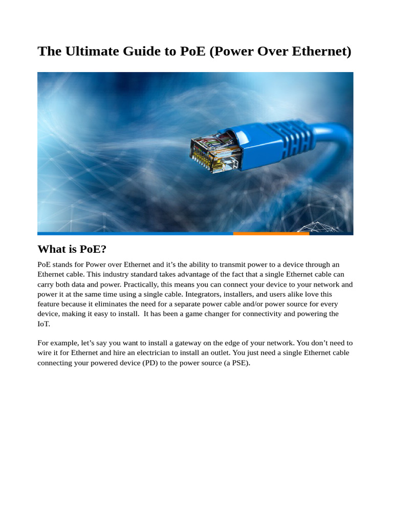 The Ultimate Guide To PoE (Power Over Ethernet) | PDF | Manufactured Goods | Computer Networking