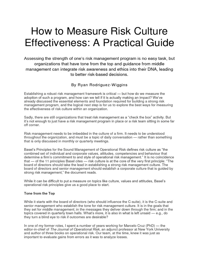 270 - How To Measure Risk Culture Effectiveness | PDF | Risk ...