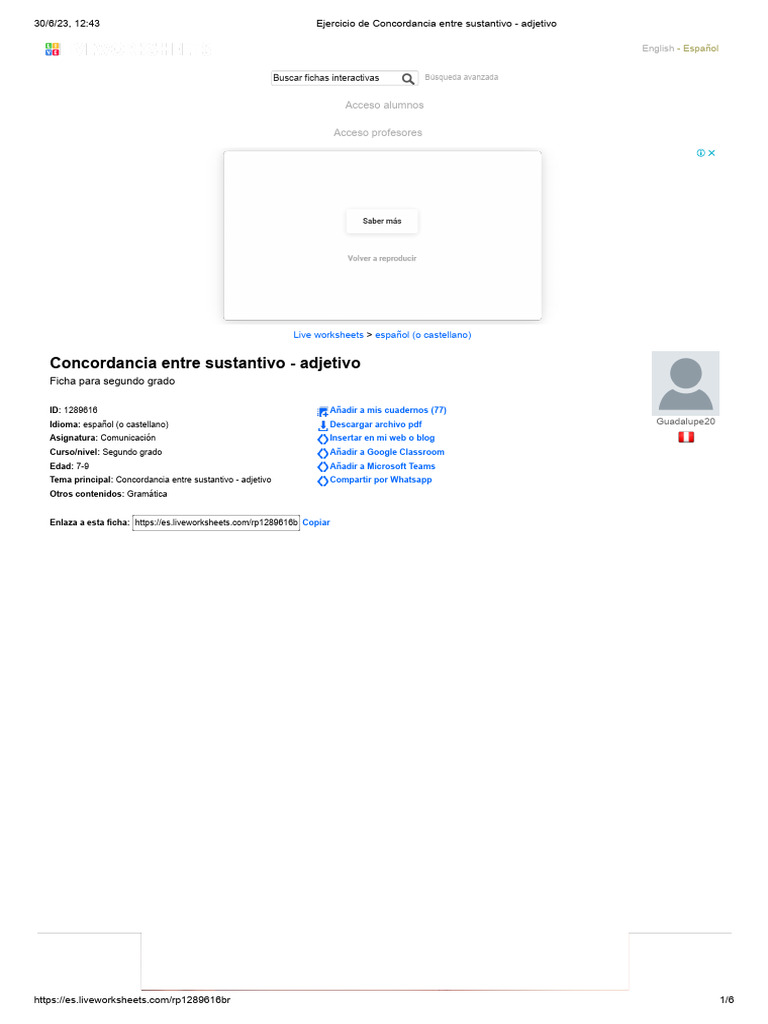 Concordancia Entre Sustantivo - Adjetivo | PDF | Lengua española ...