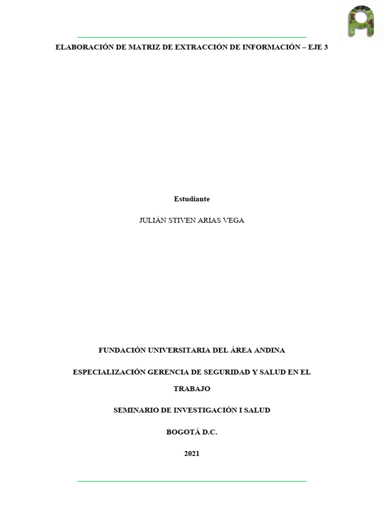 Matriz de Extracción de Información - Seminario - Inv - Julian - Arias | PDF | Medicina CLINICA