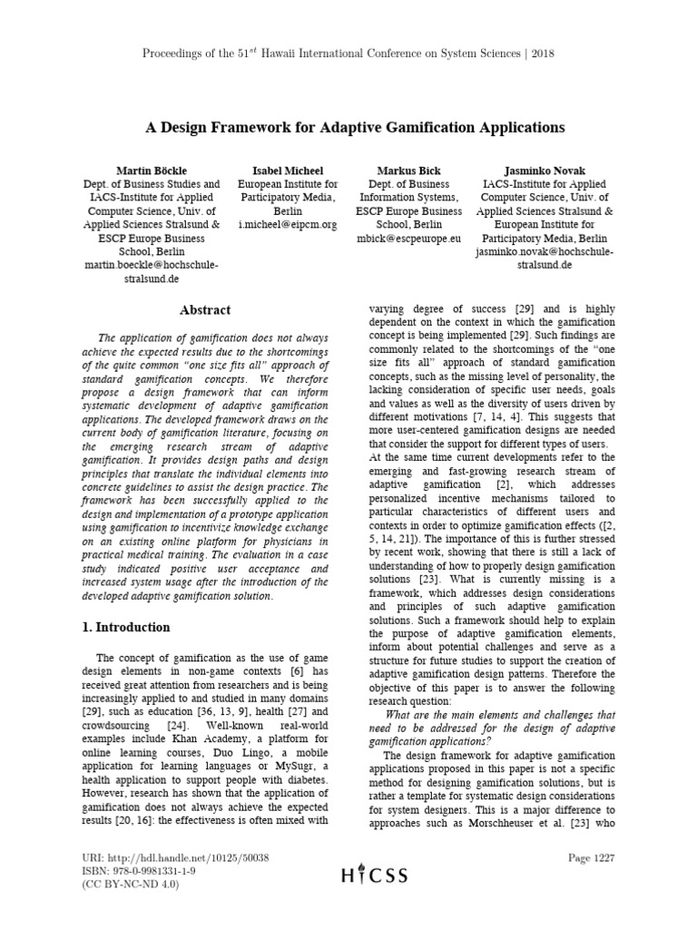 A Design Framework For Adaptive Gamification Applications - Bockle ...