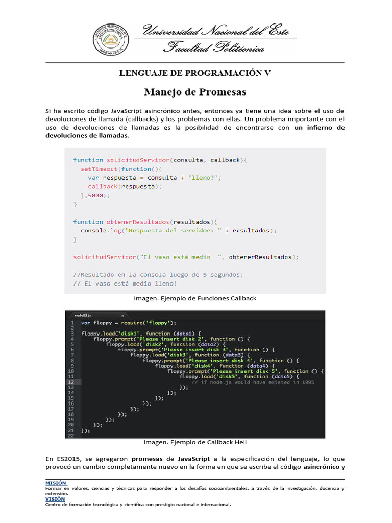 Promesas | PDF | Script Java | Devolución de llamada (programación de computadora)