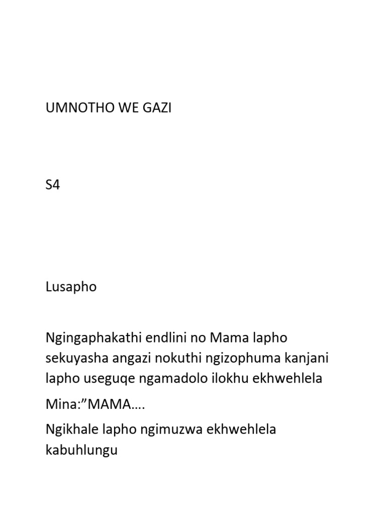 Umnotho We Gazi s4 | PDF | Mystery, Thriller & Crime Fiction
