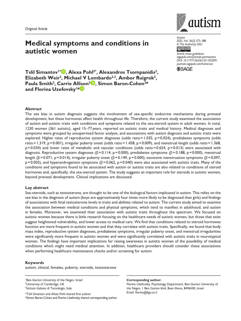 Medical Symptoms and Conditions in | PDF | Autism Spectrum | Polycystic ...
