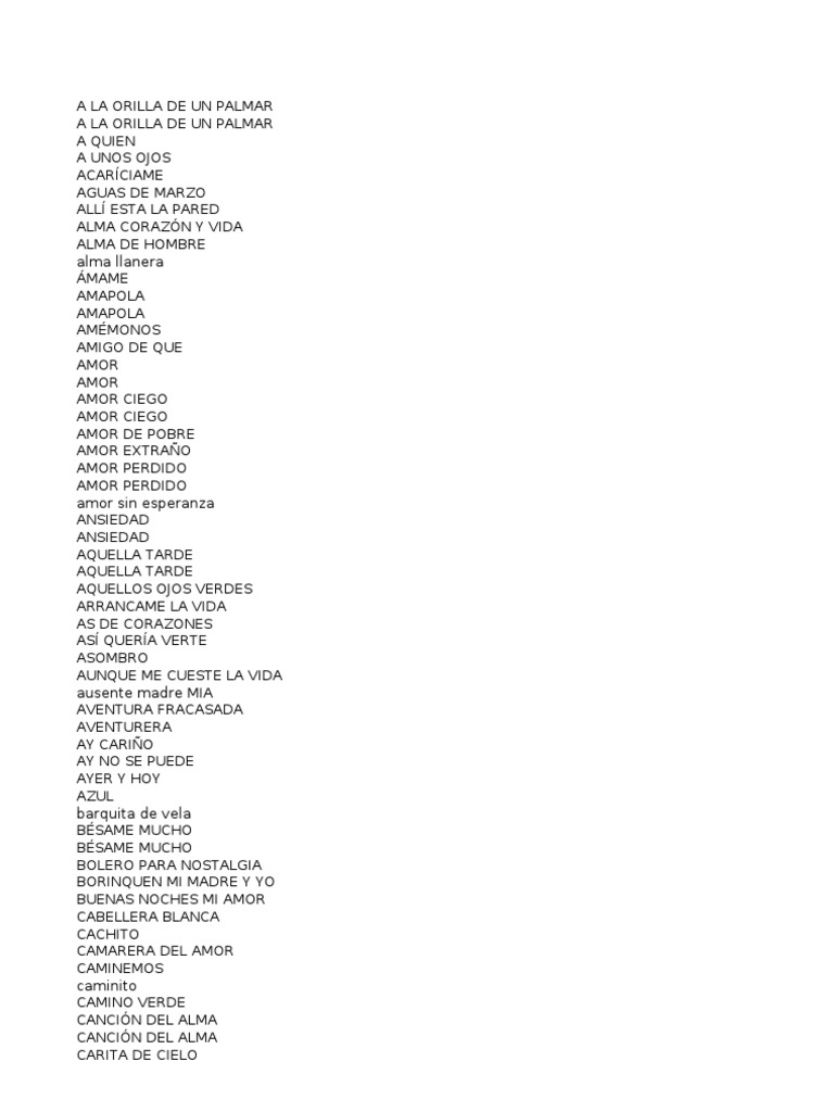 Boleros Inolvidables y Sus Letras | PDF | Cantantes | Musica ...