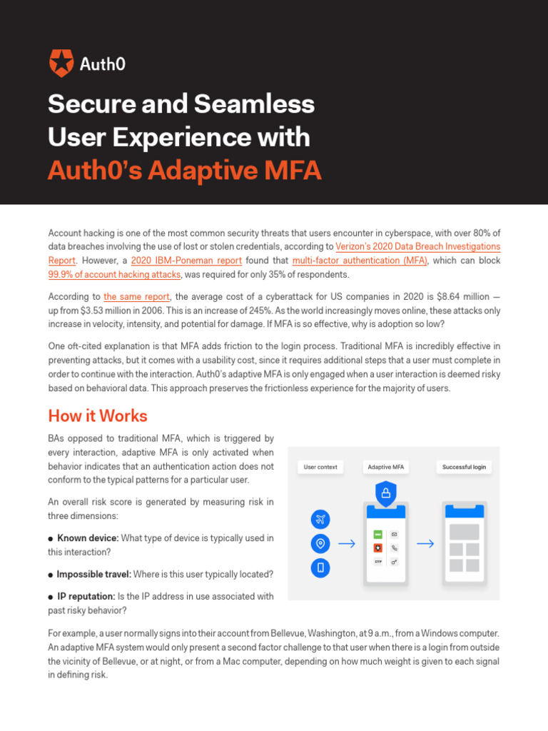 Adaptive MFA Auth0 | Download Free PDF | Security | Computer Security Adaptive MFA Auth0 | Download Free PDF | Security | Computer Security