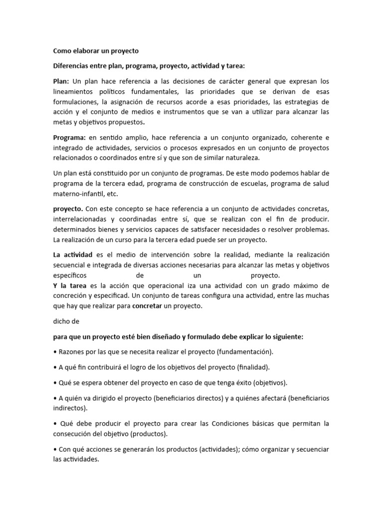 Guía para elaborar un proyecto eficaz | PDF | Vejez