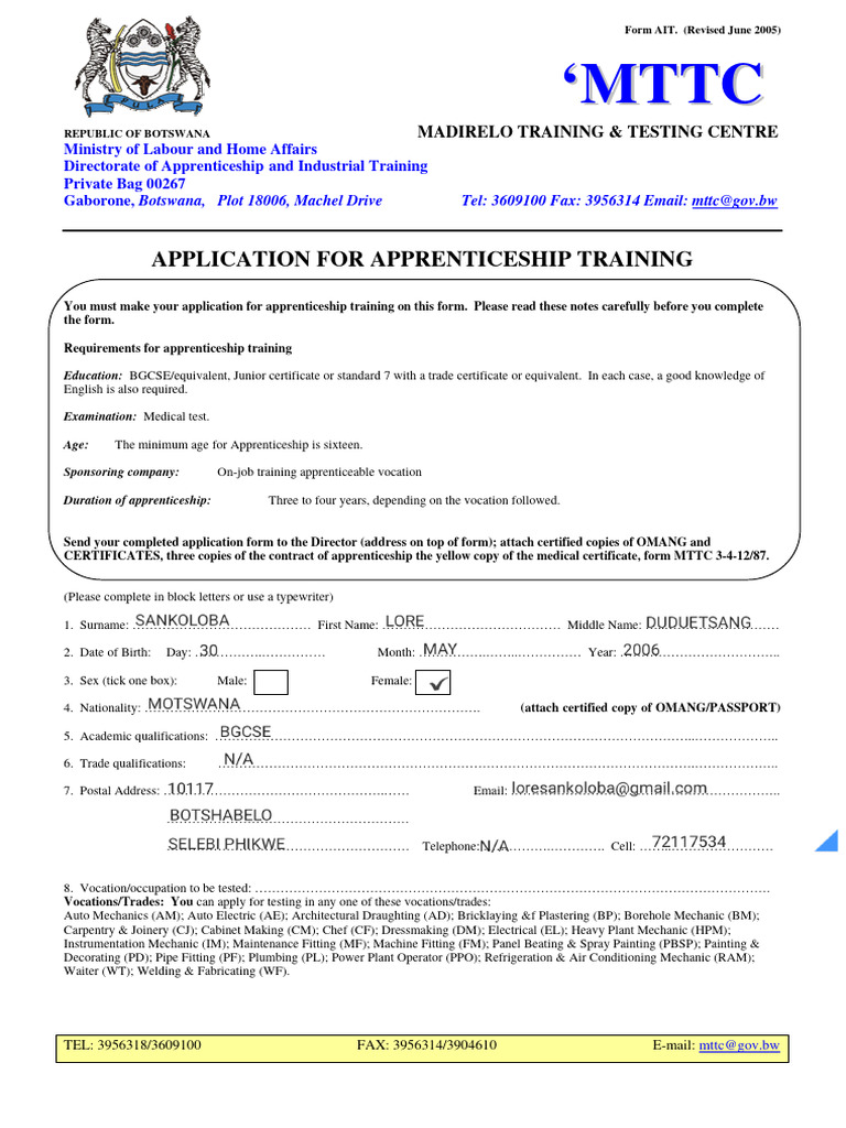 Apprenticeship-Application-Form (2) 240412 143743 | PDF | Career ...