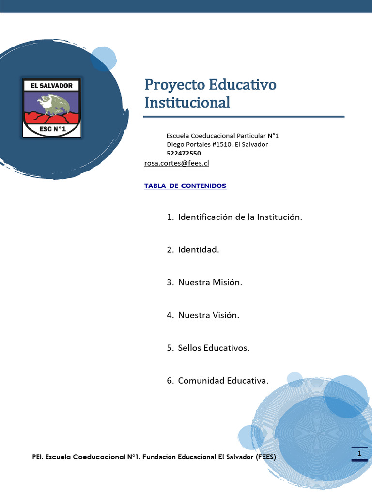 Proyecto Educativo Institucional Esc1 2020 | PDF | Enseñando | Educación primaria