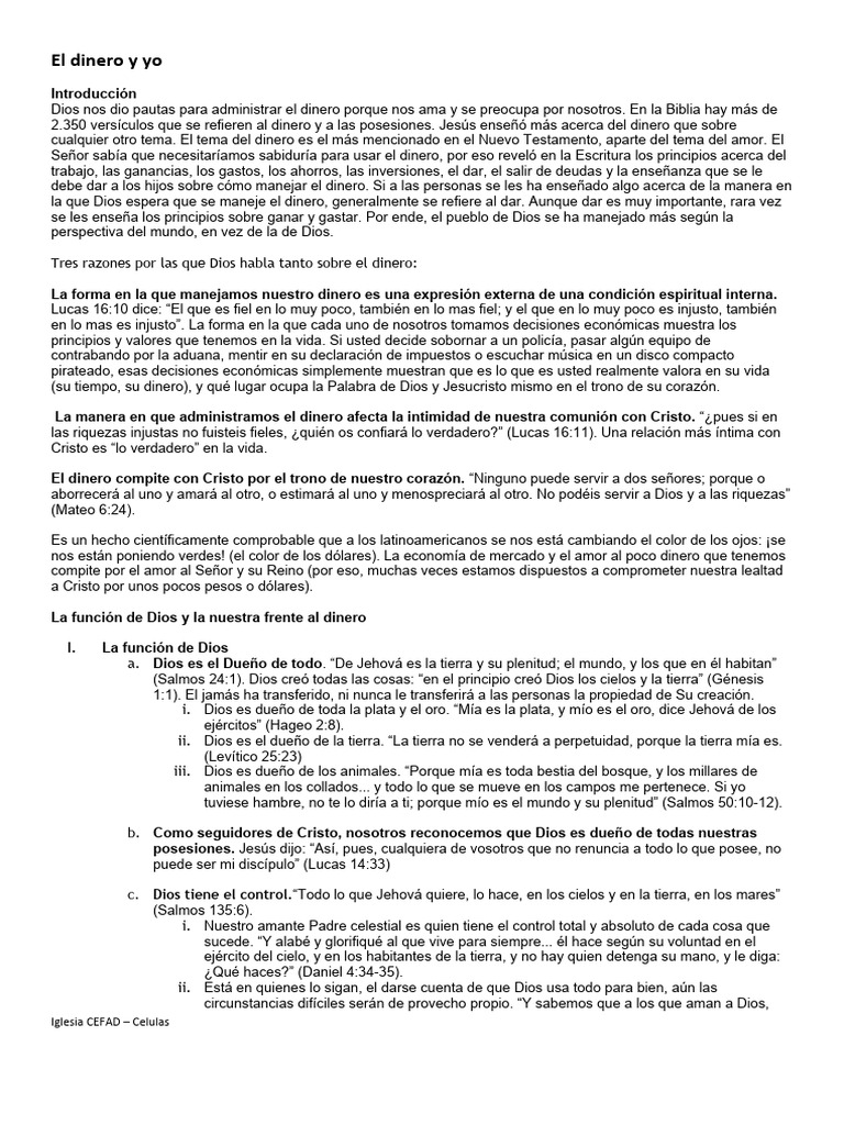 Lecciขn 1 - El Dinero | PDF | Jesús | Cristo (título)