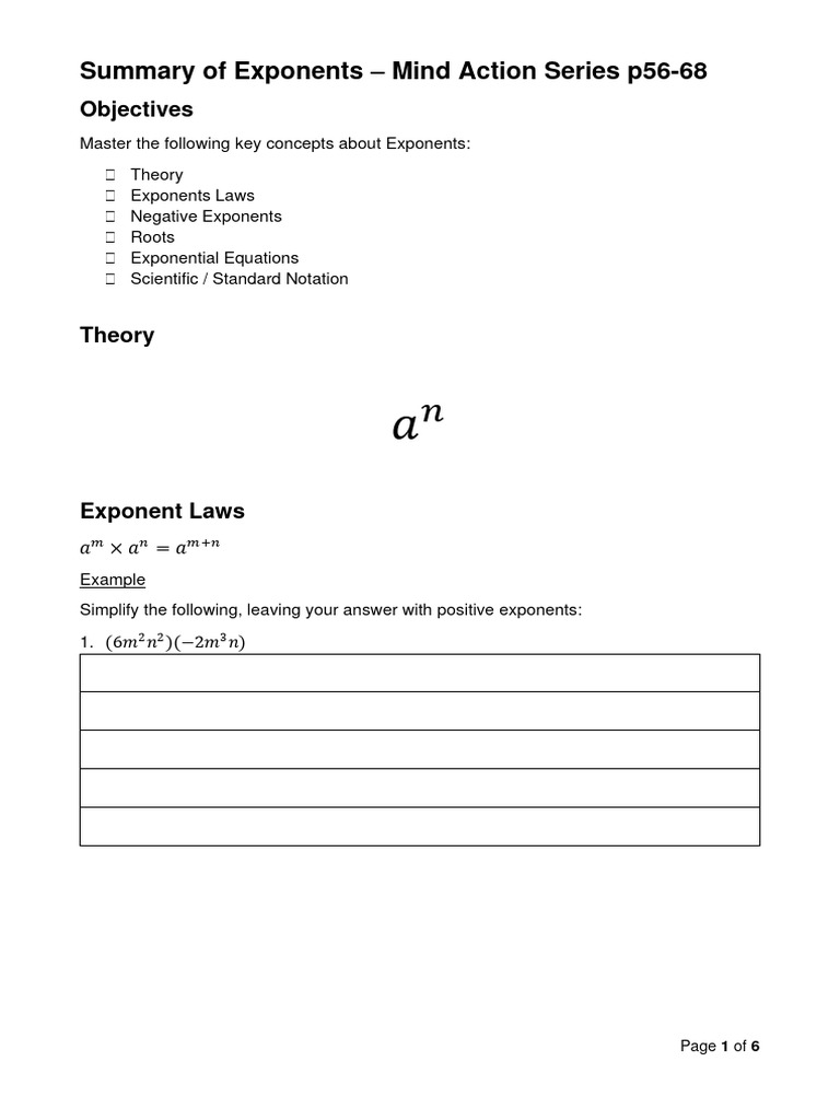 Exponents: Laws, Roots, and Notation Guide | PDF | Exponentiation ...