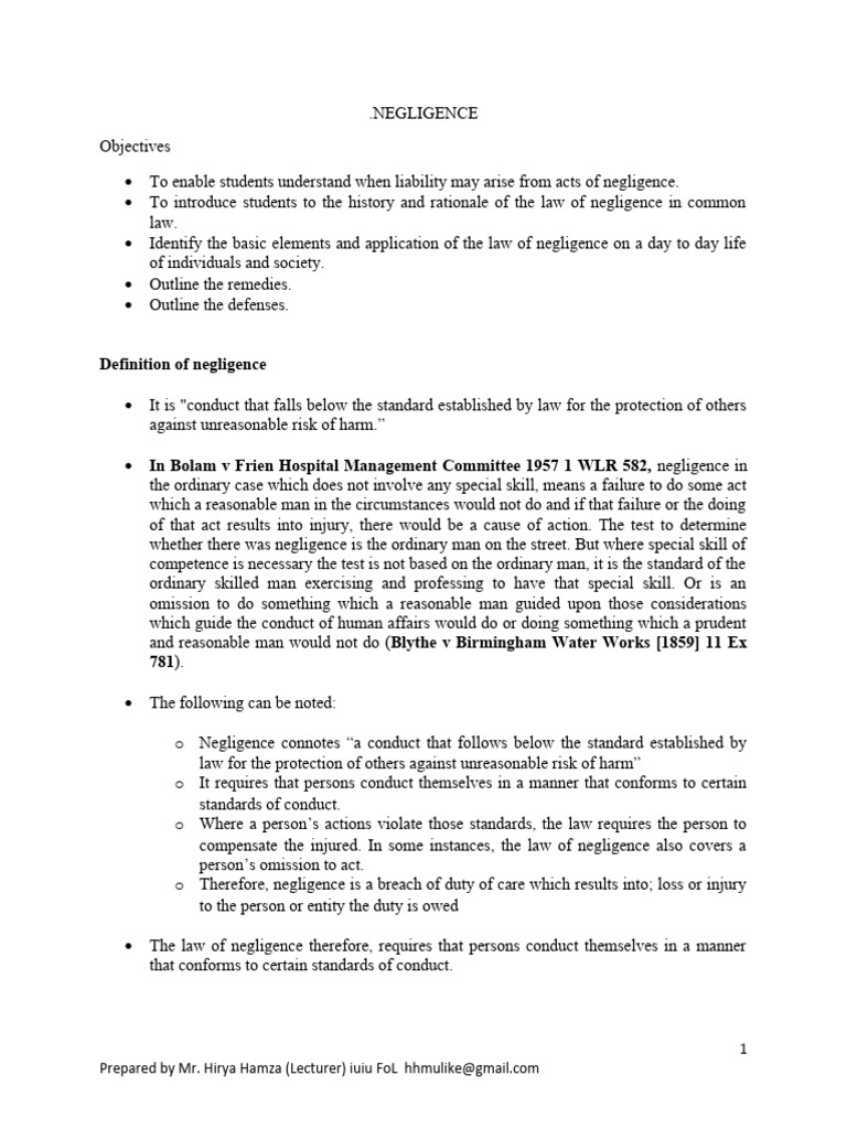 Tortt 2 | PDF | Negligence | Duty Of Care
