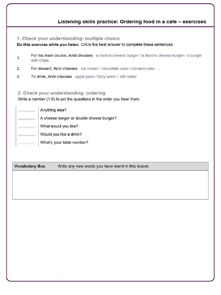 Ordering_food__Activity_3 | PDF