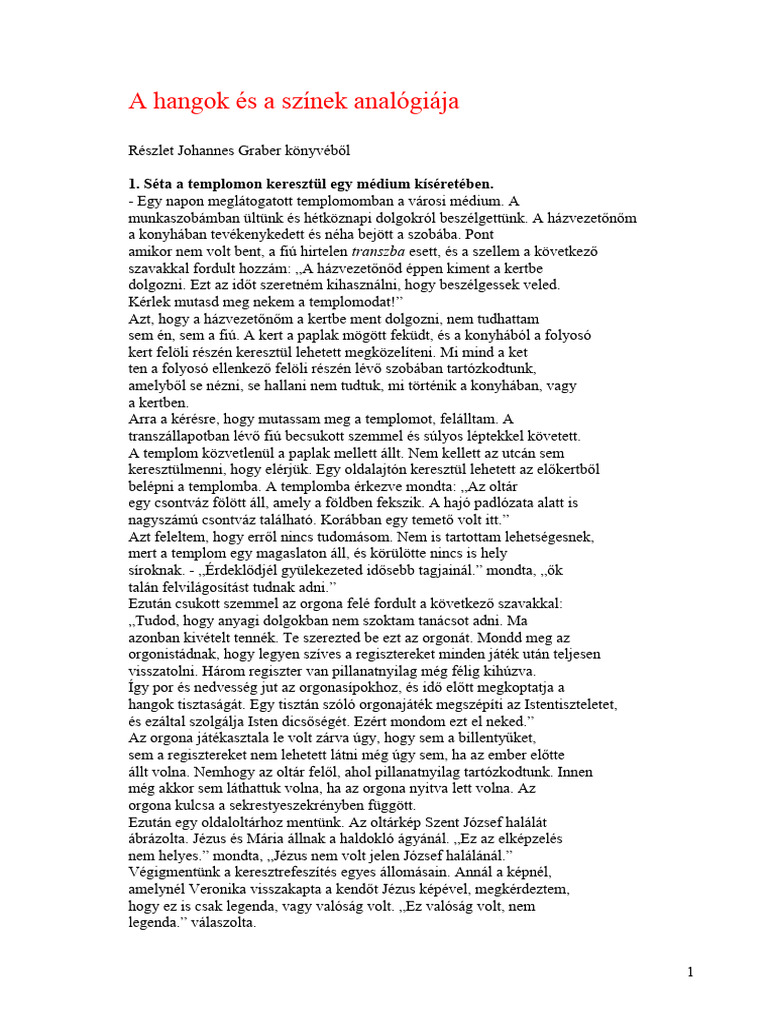 A Hangok Es A Szinek Analogiaja | PDF
