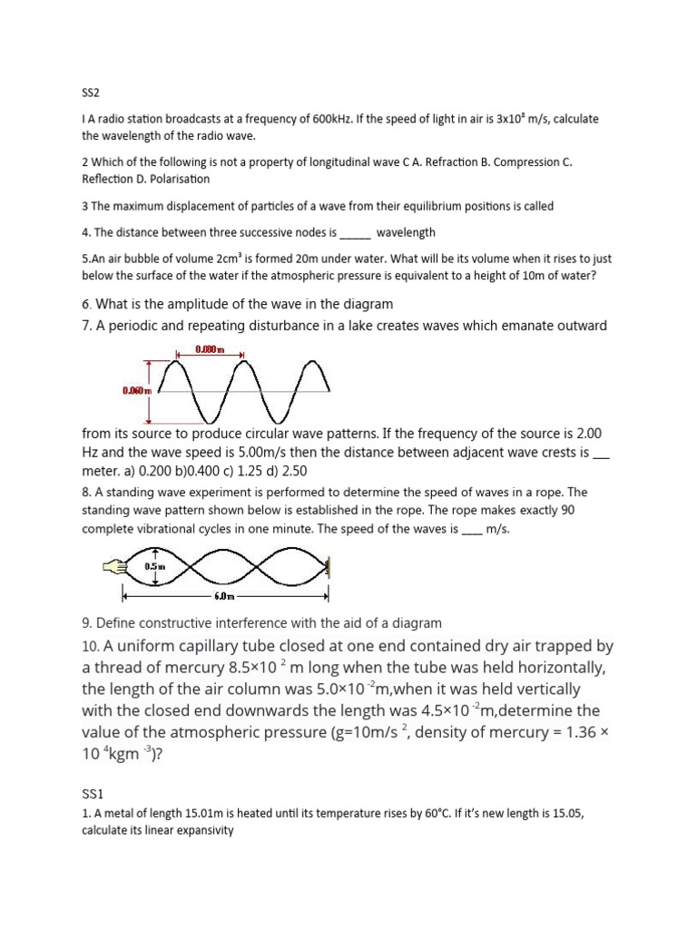 Physics Test Pdf Waves Wavelength
