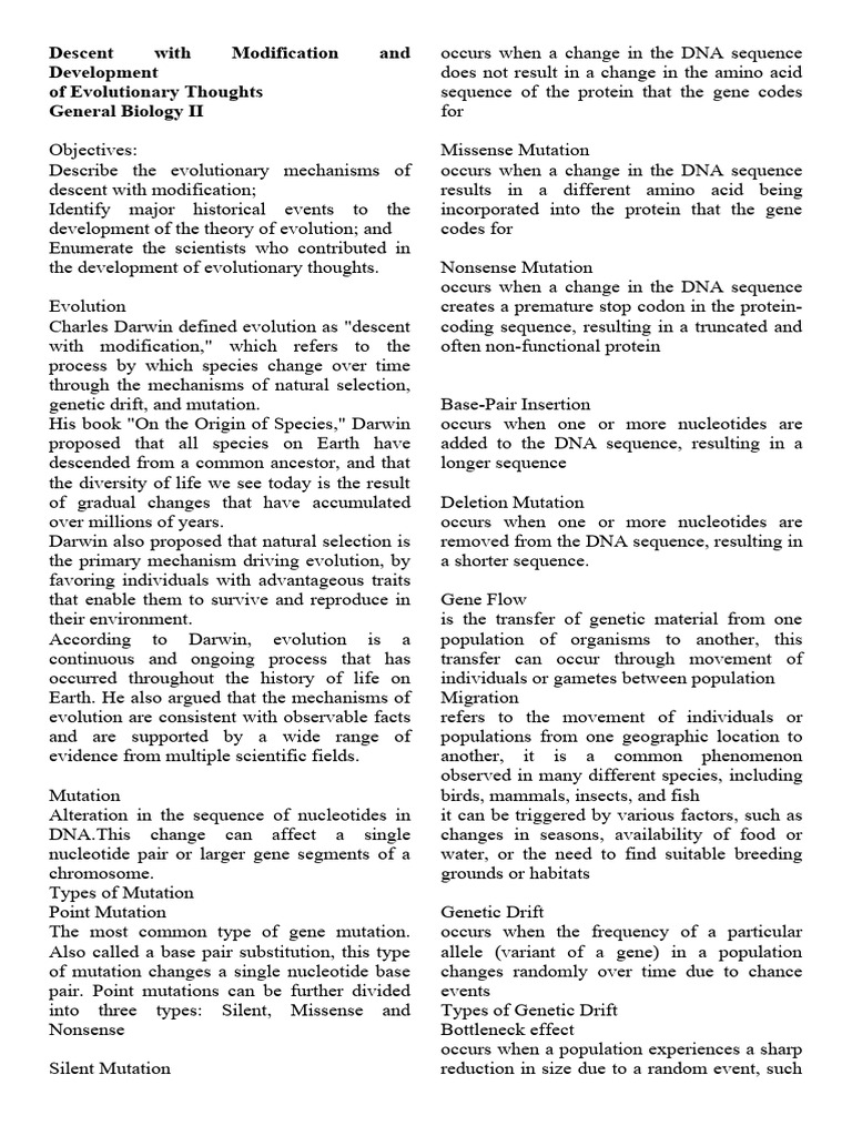 Descent With Modification Pdf Evolution Natural Selection