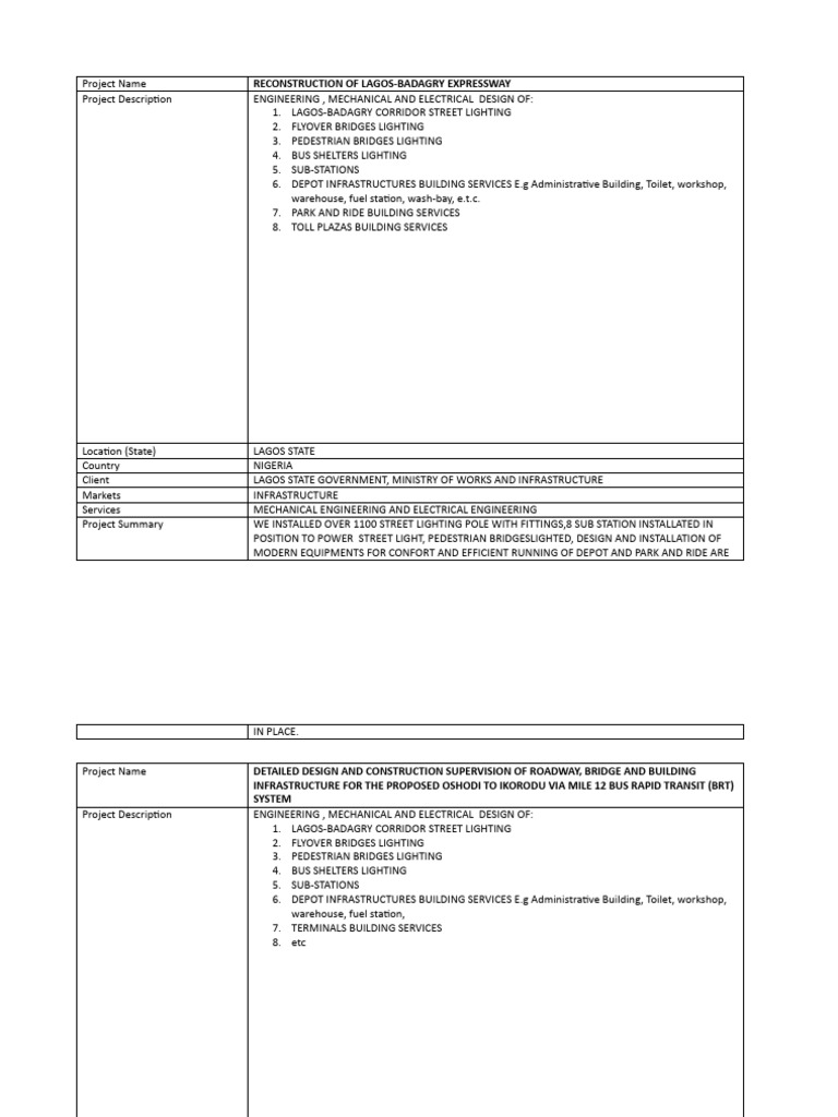 Lagos Infrastructure Engineering Projects | PDF | Road Transport | Land ...