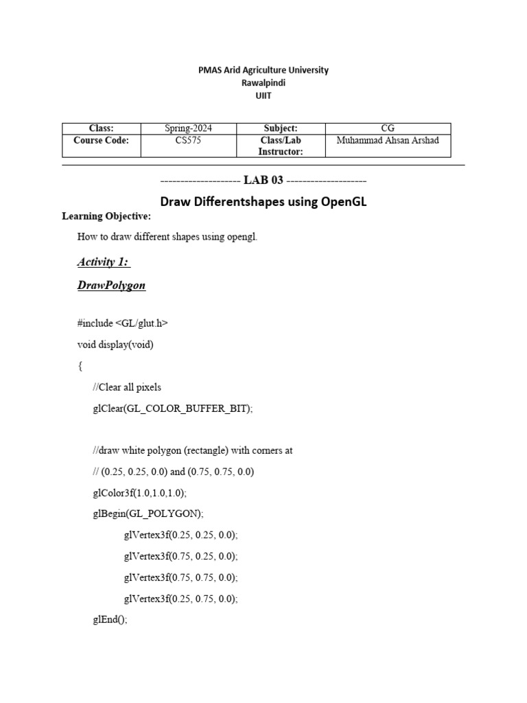 Lab 3 CG | Download Free PDF | Graphics | Computer Science