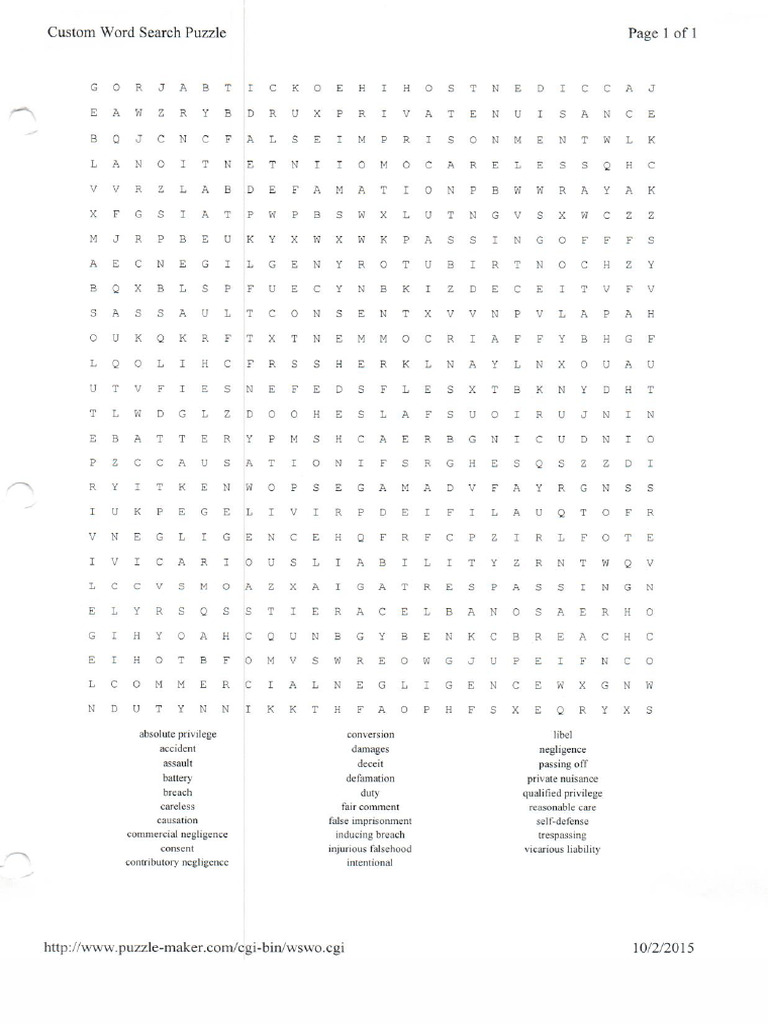 2 Tort Word Search | PDF