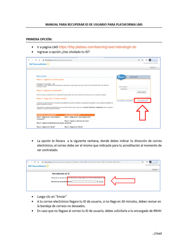 Manual para Recuperar ID LMS | PDF | Software | ciberespacio