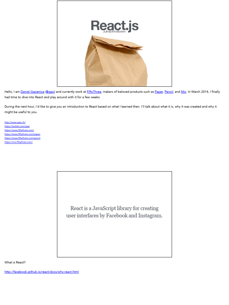React.js - A brief Introduction | PDF | Document Object Model | Software React.js - A brief Introduction | PDF | Document Object Model | Software