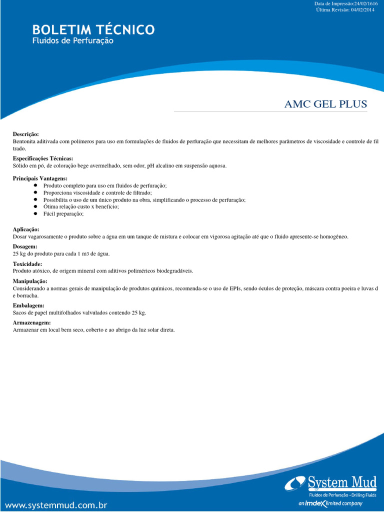 AMC Gel Plus: Viscosidade em Perfuração | PDF