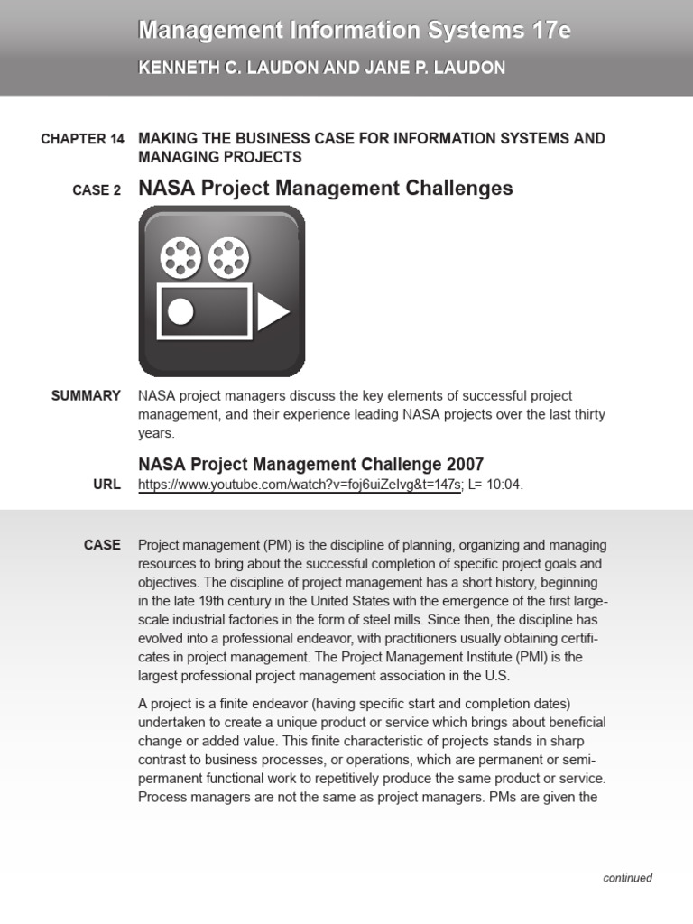 MIS17 CH14 Case2 NASA-revised | PDF | Project Management | Life Cycle Assessment
