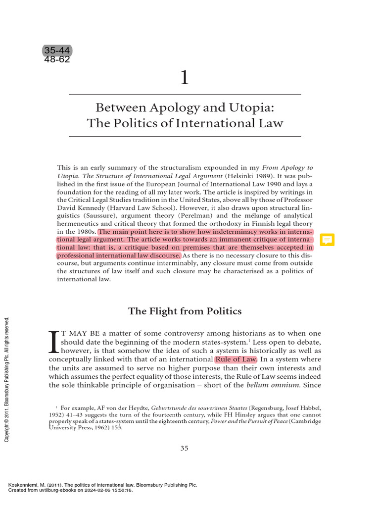 The Politics of International Law - (Chapter 1. Between Apology and ...