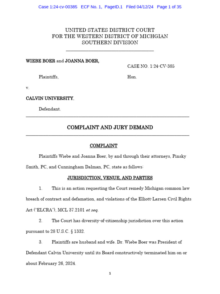 ECF 1 - Complaint | PDF | Legal Remedy | Damages