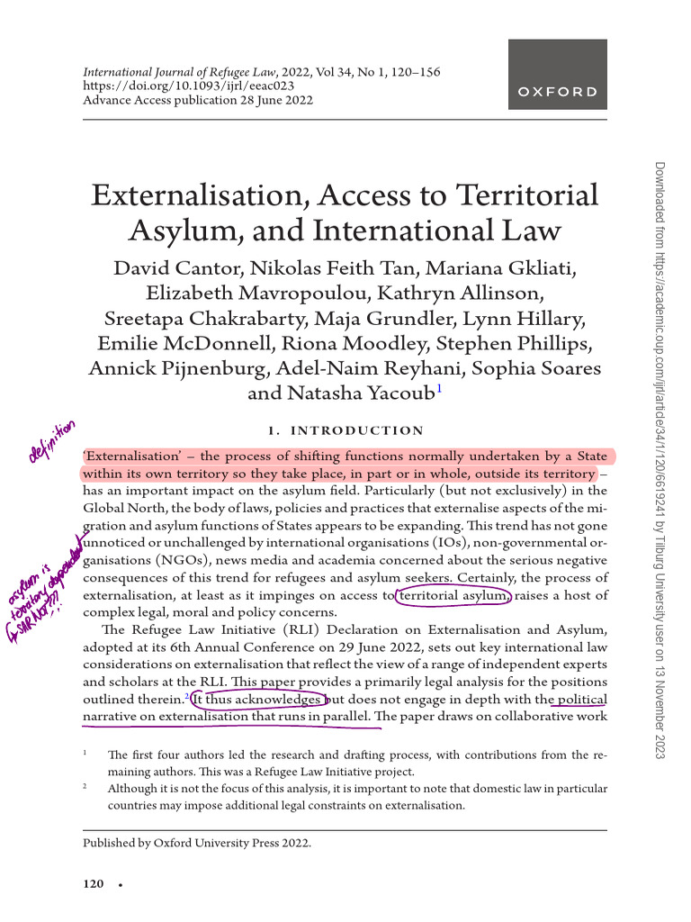 Externalisation, Access To Territorial Asylum, and International Law | PDF | International Law ...