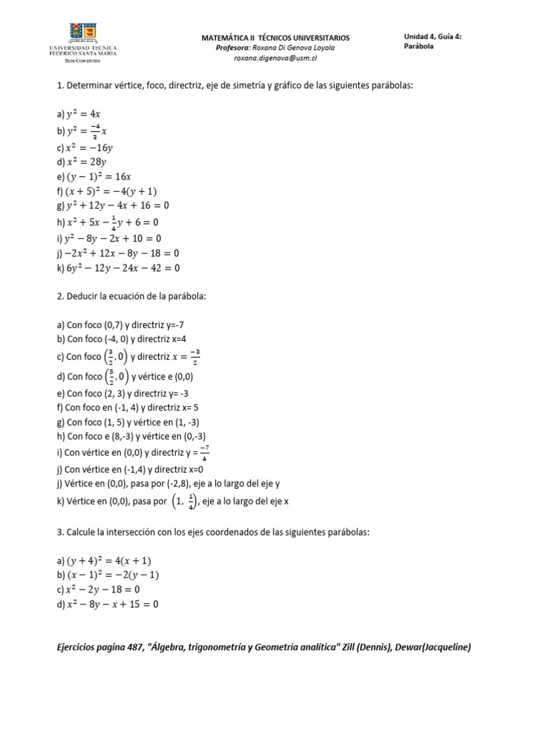 Guía 4_Parábola | PDF