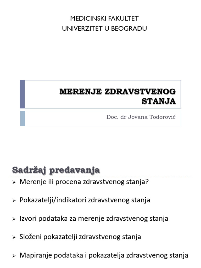 Merenje Zdravstvenog Stanja | PDF