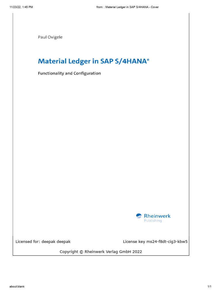 Material Ledger in SAP S4HANA | Download Free PDF | Copyright | Business