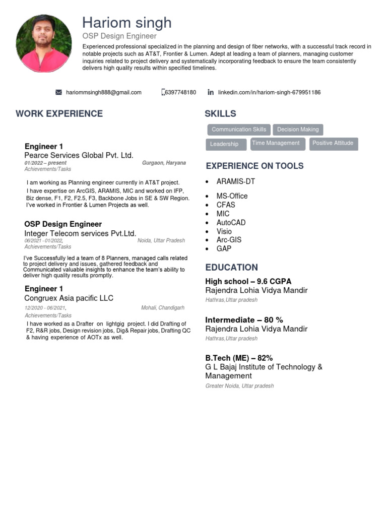 Hariom Singh_Resume | PDF | Engineering