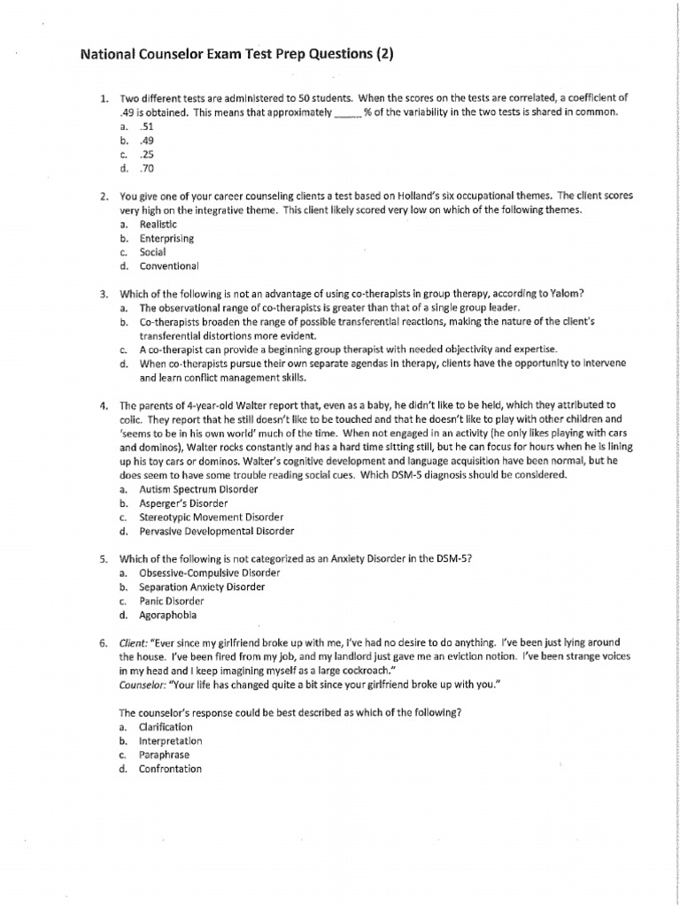 NCE Prep Questions | PDF