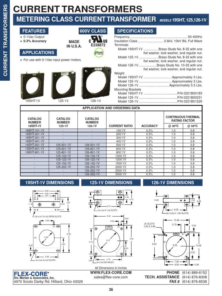 Flex Core - 126 1V Solid Core Current Transformers | PDF | Transformer | Electric Power