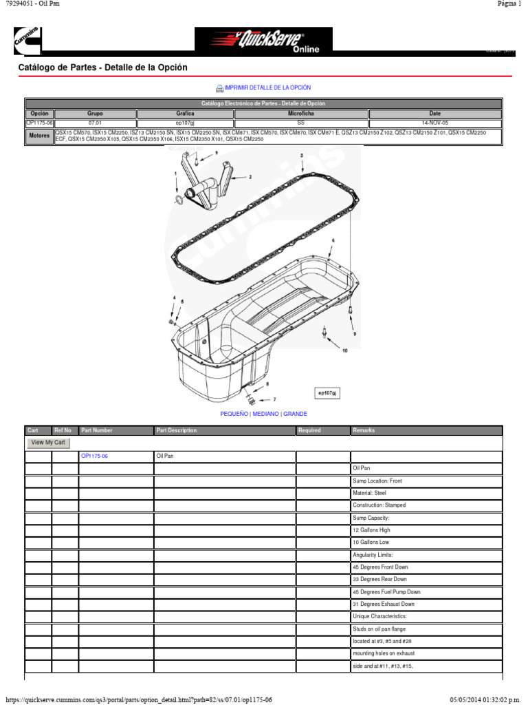OP1175-06 Oil Pan (CAPACIDAD DEL CARTER) OK | PDF | Mechanical Engineering