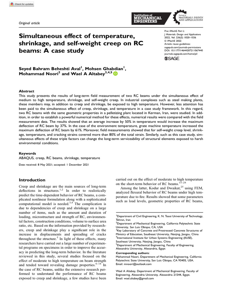 Effects of Temperature on RC Beams | PDF | Creep (Deformation ...