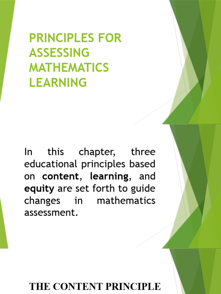 Principles For Assessing Mathematics Learning | PDF | Educational ...