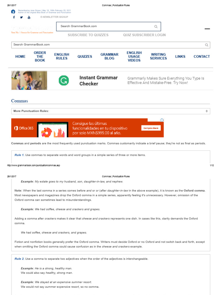 Commas - Punctuation Rules | PDF | Comma | Punctuation