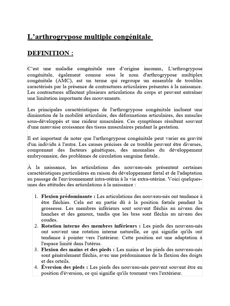 Arthrogrypose Réeducation | PDF | Articulation (anatomie) | Nourrisson