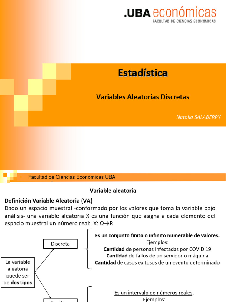 Clase VA Discretas | PDF | Teoría de probabilidad | Variable aleatoria