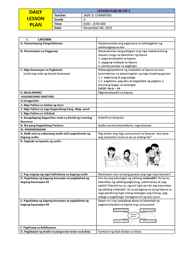 November 6 DLP IN GRADE 3 ESP | PDF