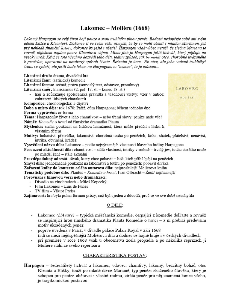 Lakomec - Molière | PDF