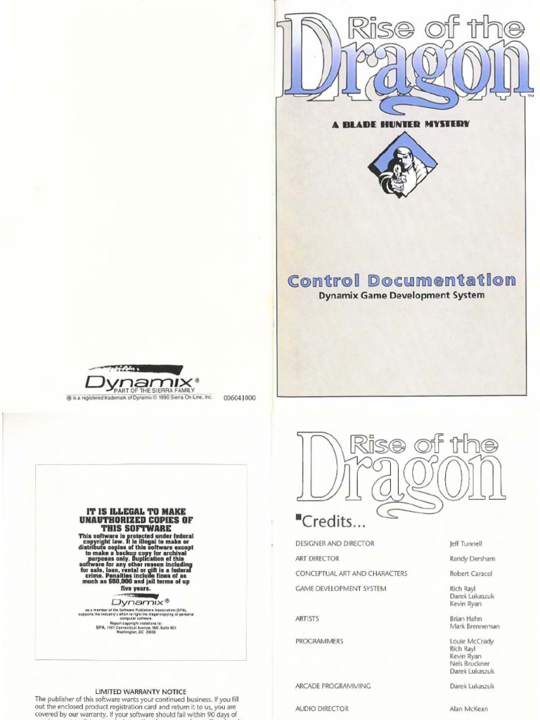 Rise of The Dragon Manual | PDF