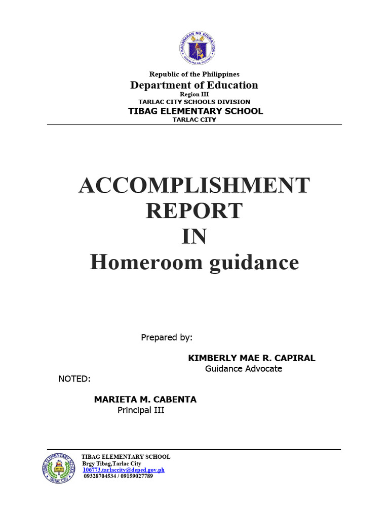 Homeroom Guidance Accomplishment Report | PDF | Learning | Decision Making