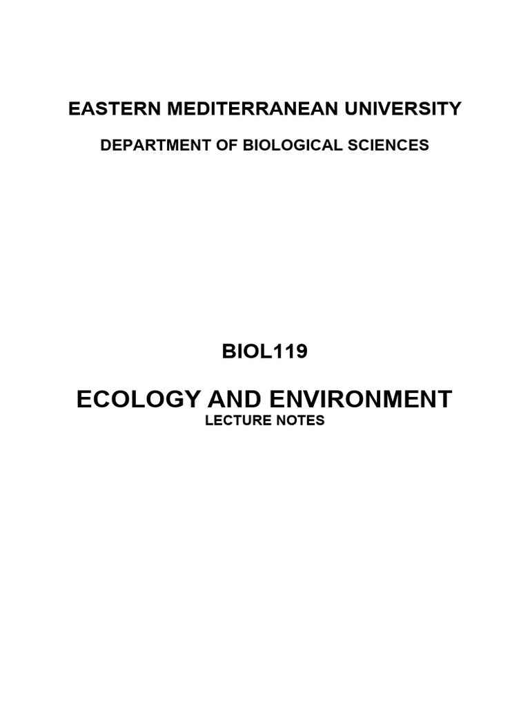 Ecology And Environment Lecture Notes 2022 2023 Pdf Water Ecology
