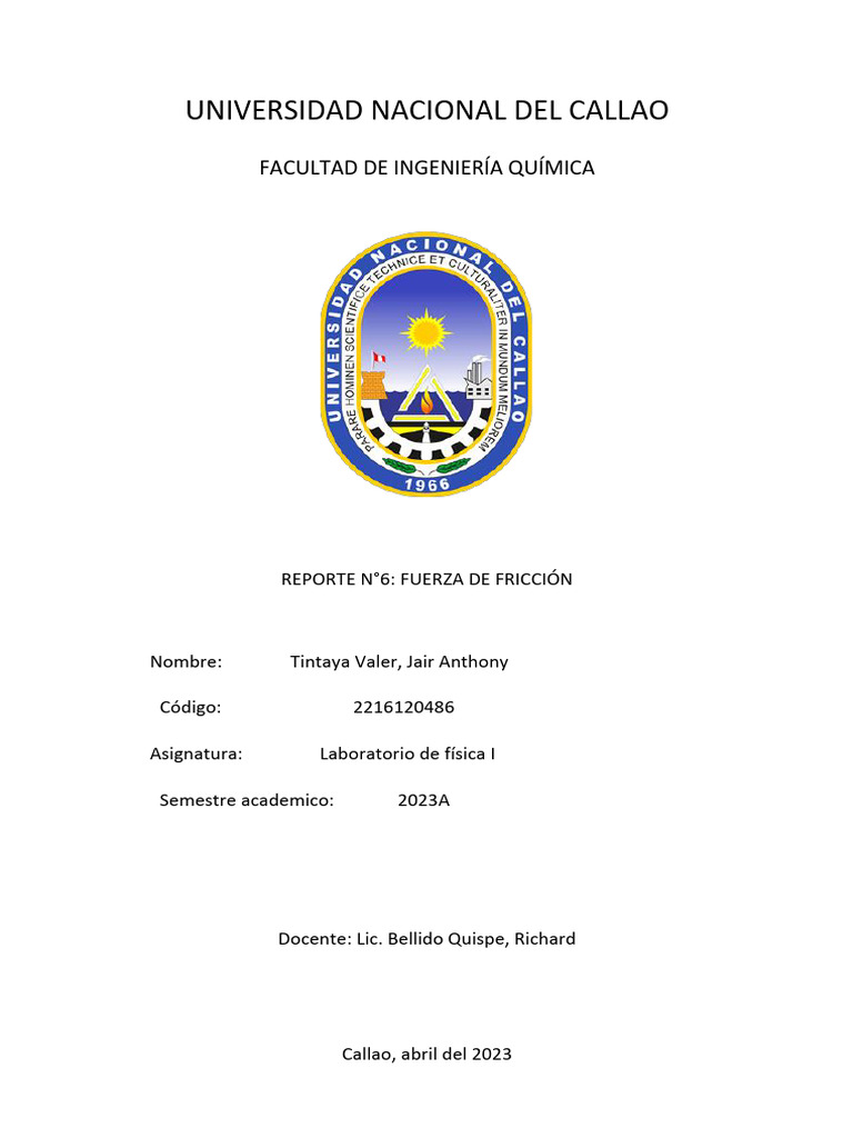 Reporte 6-Tintaya Valer Jair Anthony | PDF | Masa | Fuerza