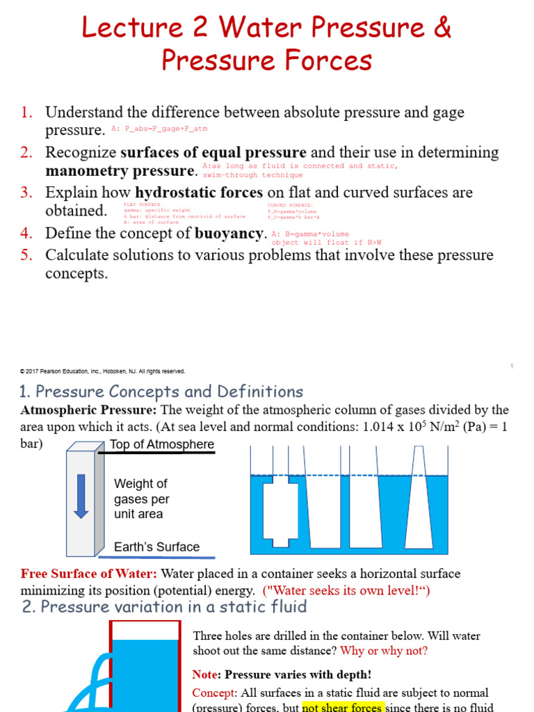 CIVI6331 WEEK1 PPT Lecture2 | PDF | Pressure | Buoyancy