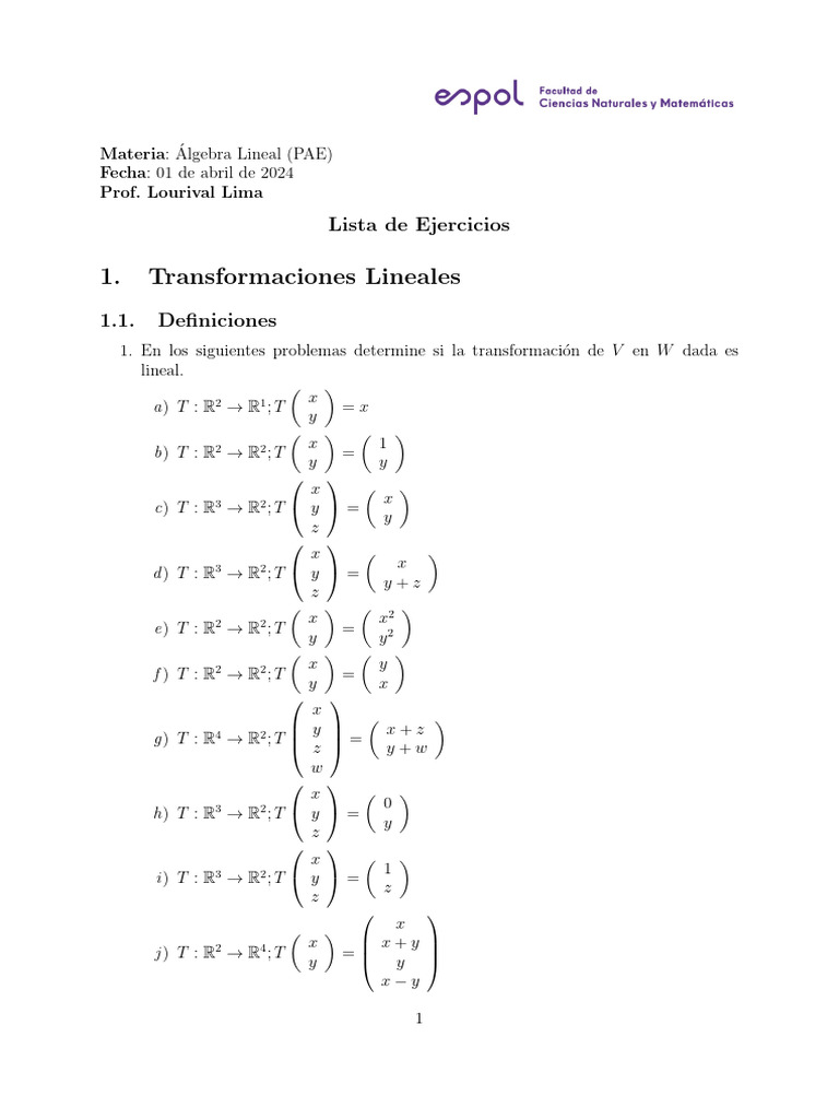 Lista 3 | PDF | Conceptos matemáticos | Teoría del operador